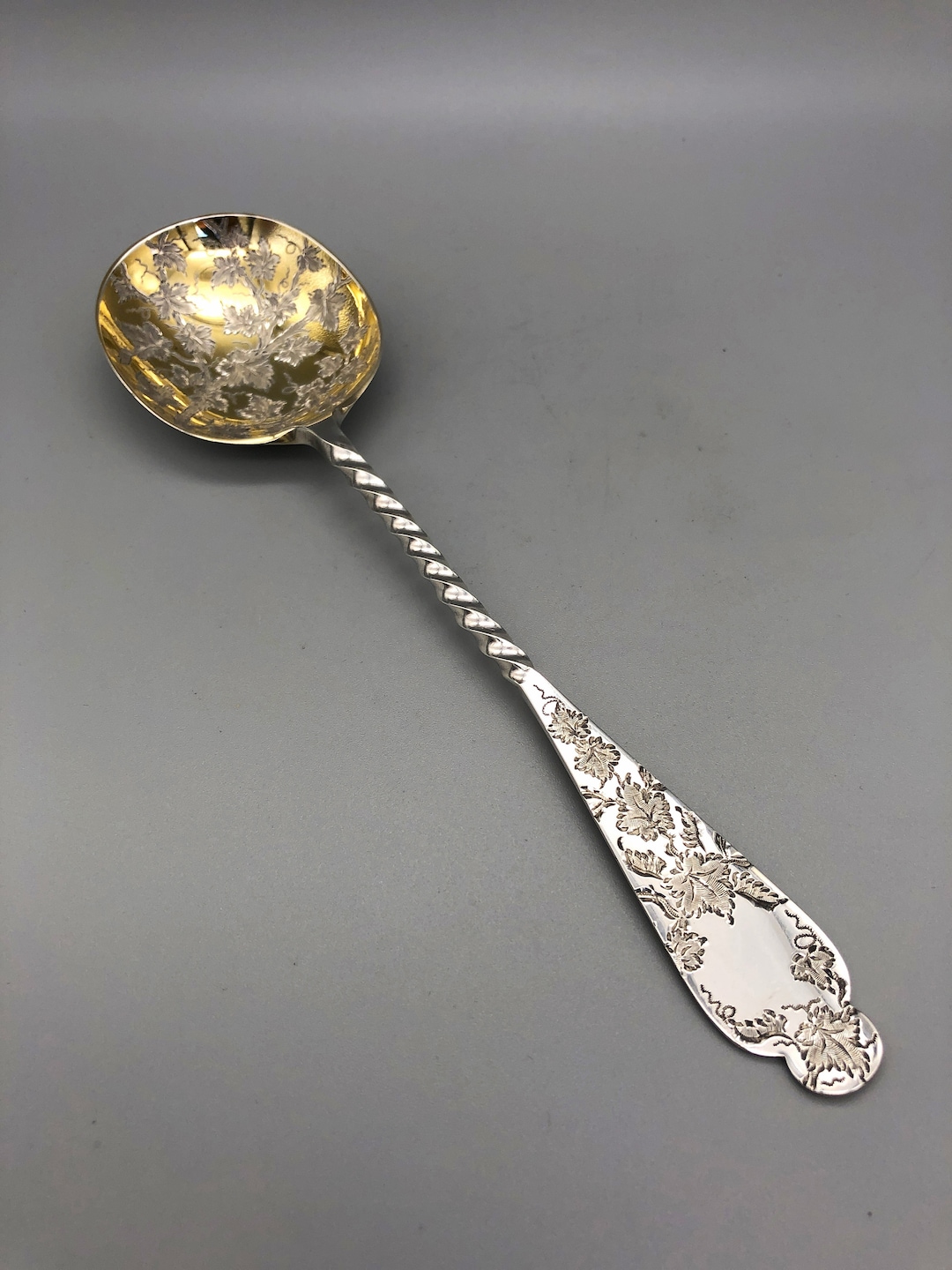 Victorian Sterling Silver Serving Spoon W/ Gilt Bowl, Goldsmiths ...