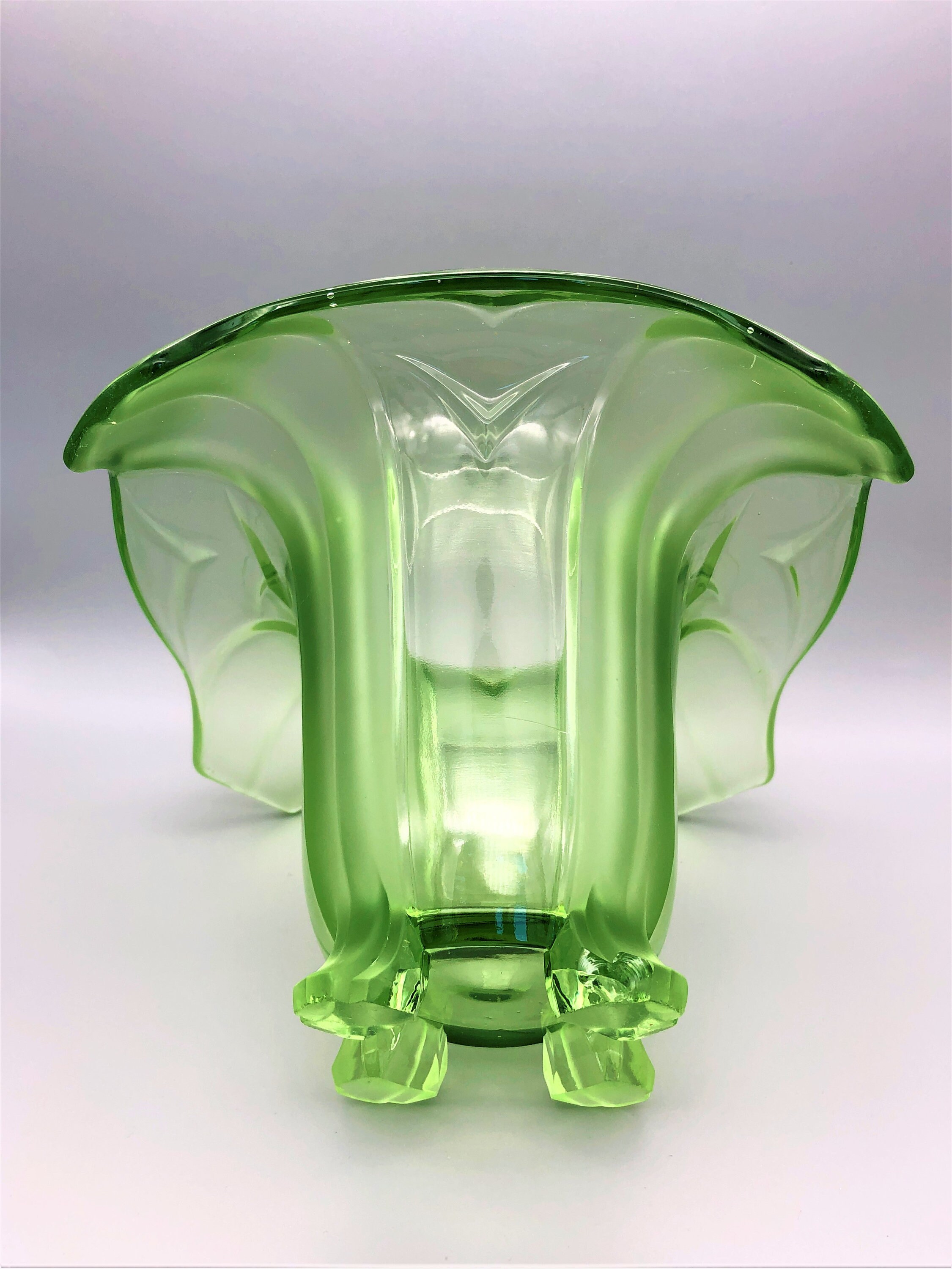 Art Deco Green Glass Flower Bowl, Sowerby No. 2631, Gateshead, C.1930s ...