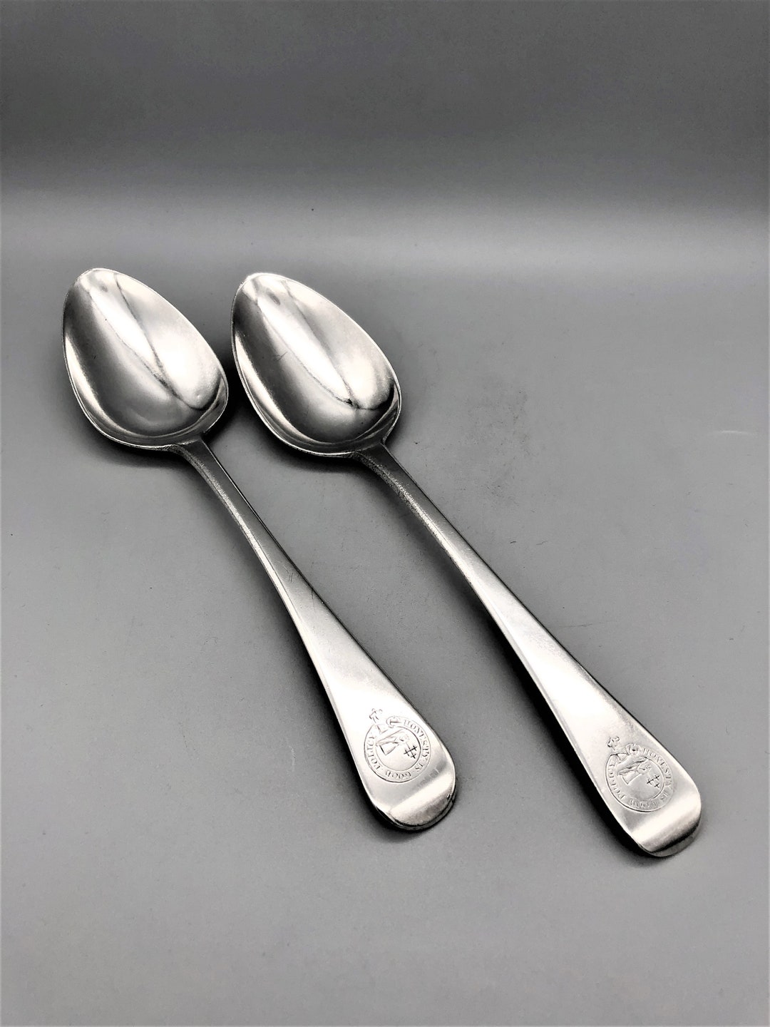 George III Sterling Silver Table Spoons: Thomson Family Crest, London ...
