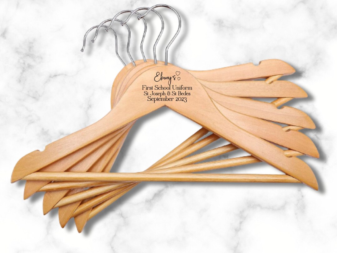 Personalised First School Uniform Hanger, Engraved Kids Hangers ...