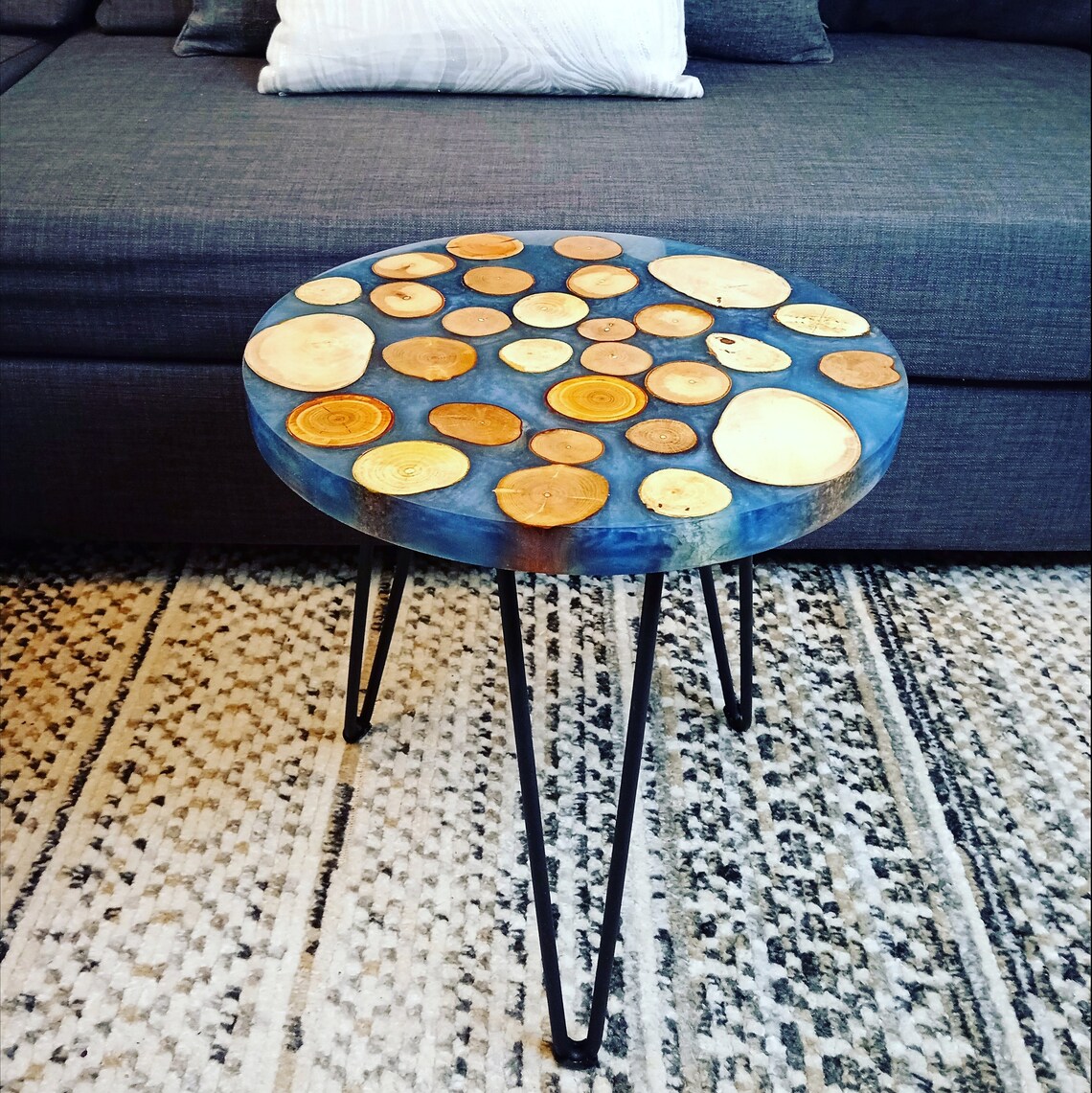 Custom Glossy Semi Transparent Wood Epoxy Resin Coffee Table Home and ...