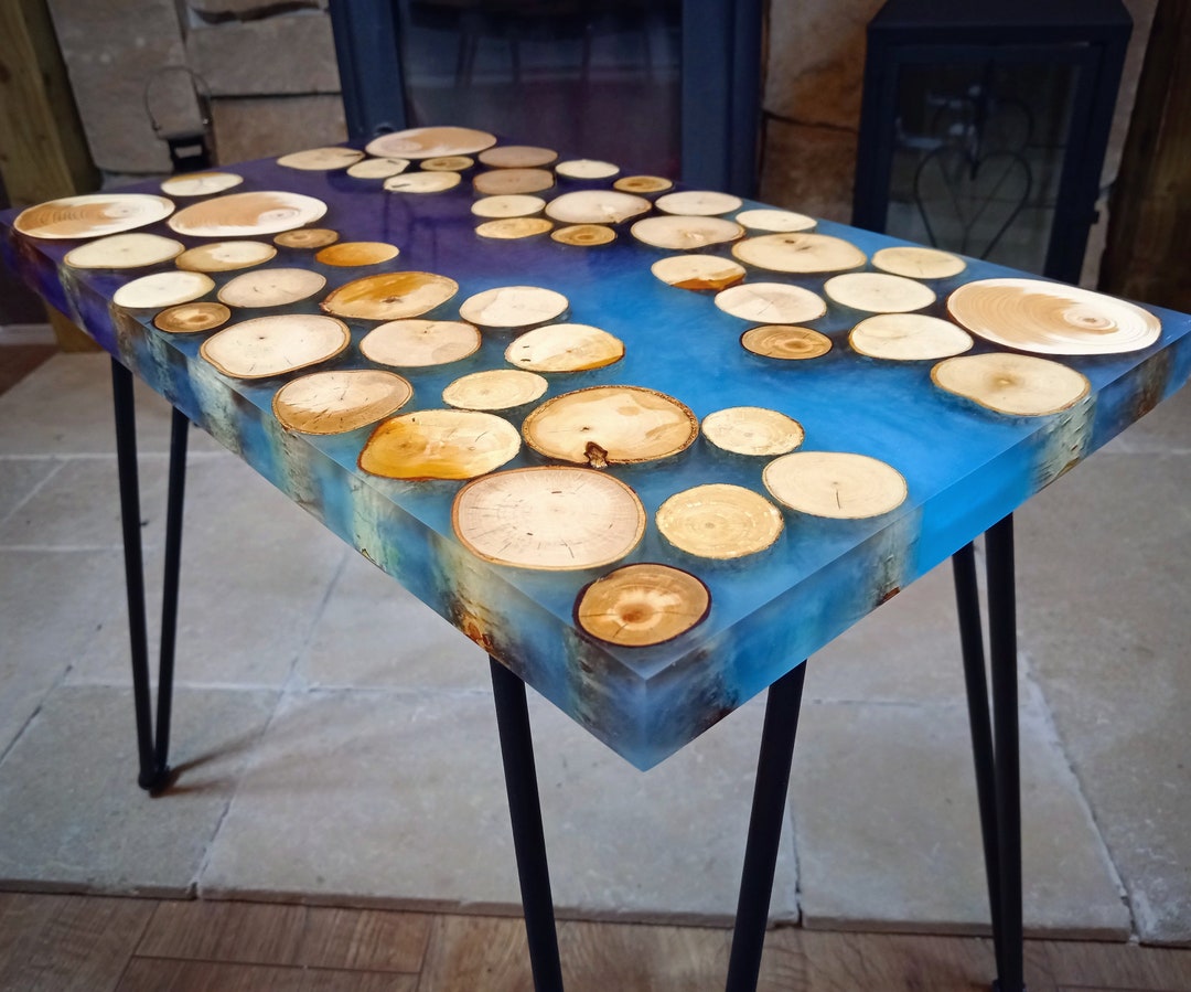 Custom Glossy Semi- Transparent Wood Epoxy Resin River Table Home and ...
