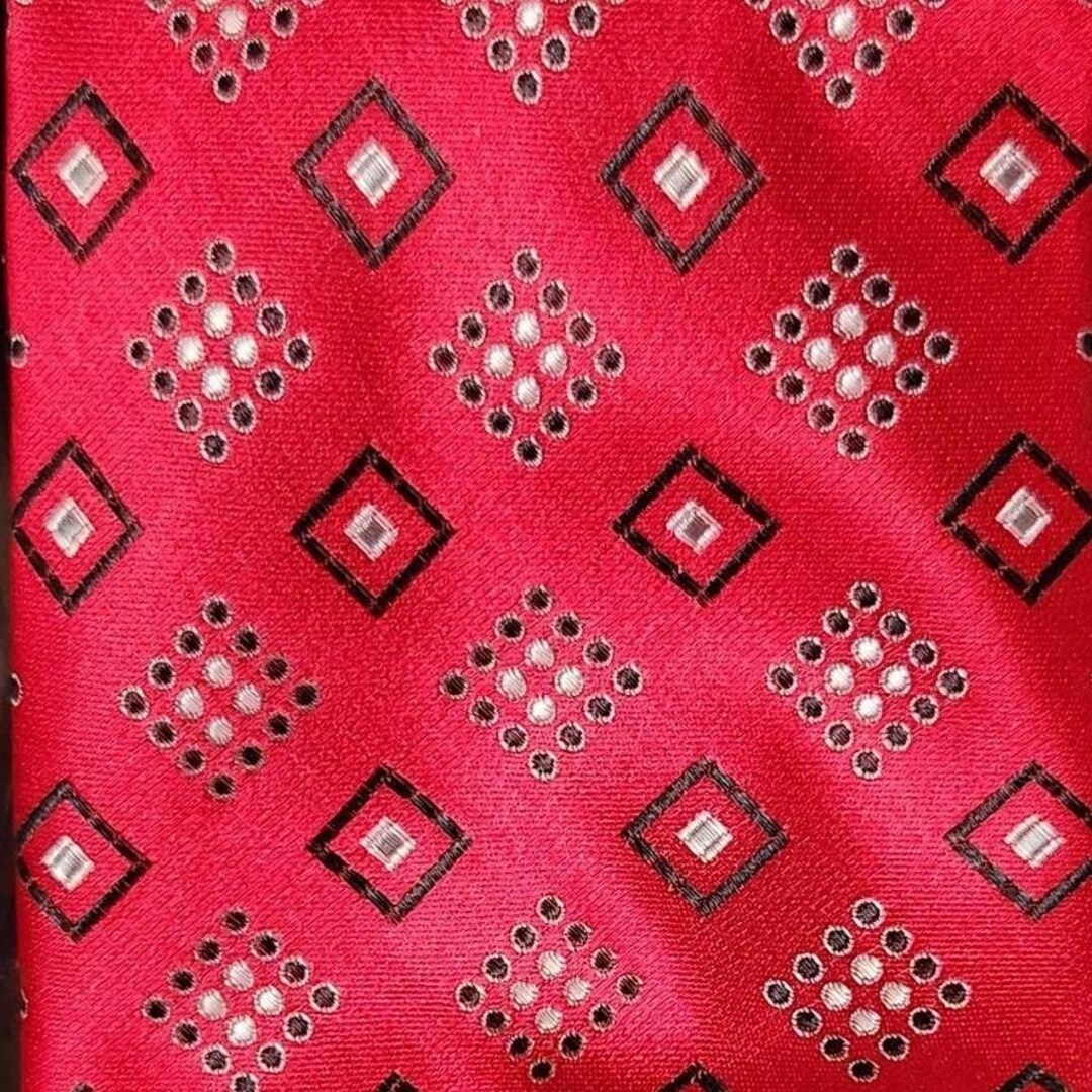 Vintage Peebles Red Black White Square Geometric 100% Silk Hand Made ...