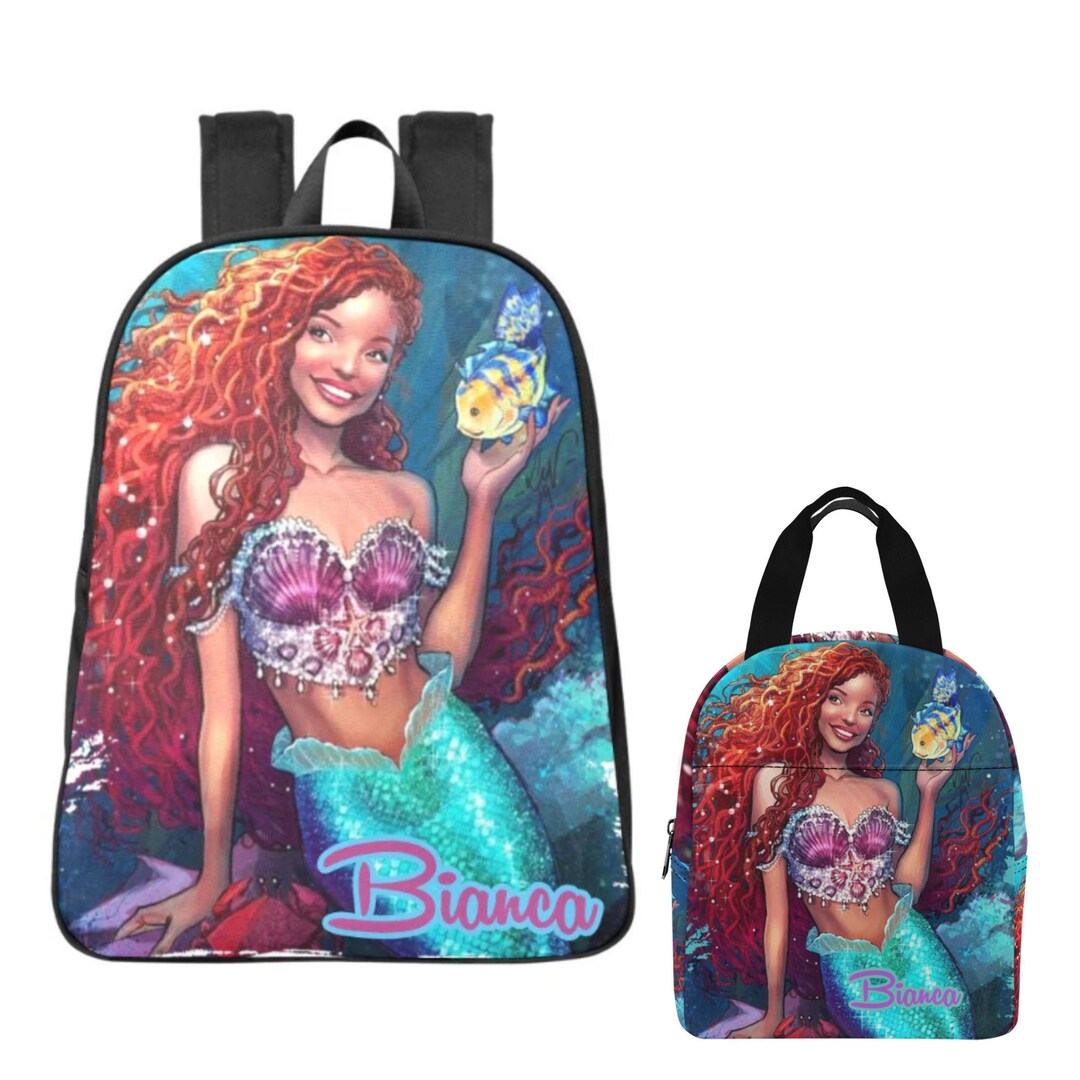 Personalized Mermaid Backpack, Black Mermaid School Bag, Black Girl ...