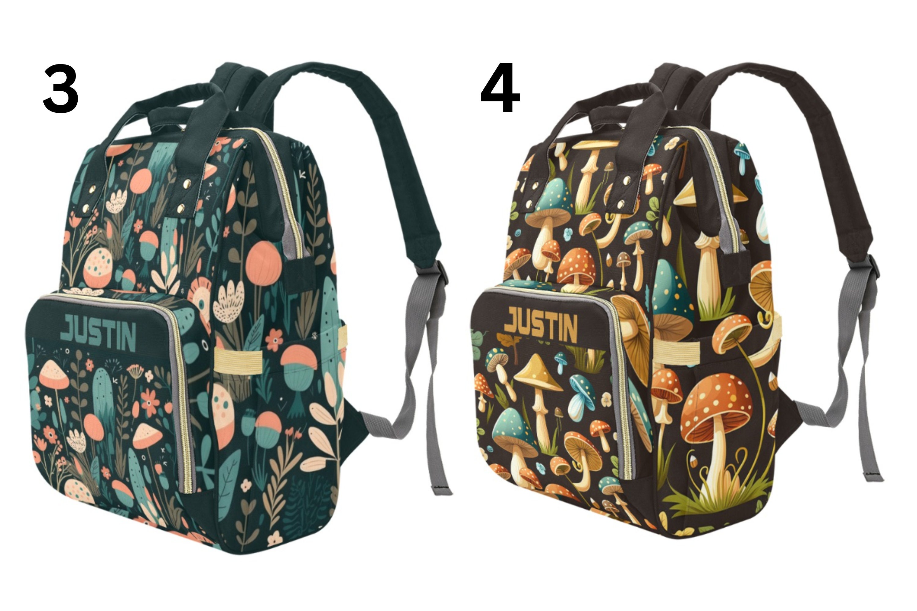 Personalized Wild Plants Diaper Bag, Forest Woodland Pattern Baby ...