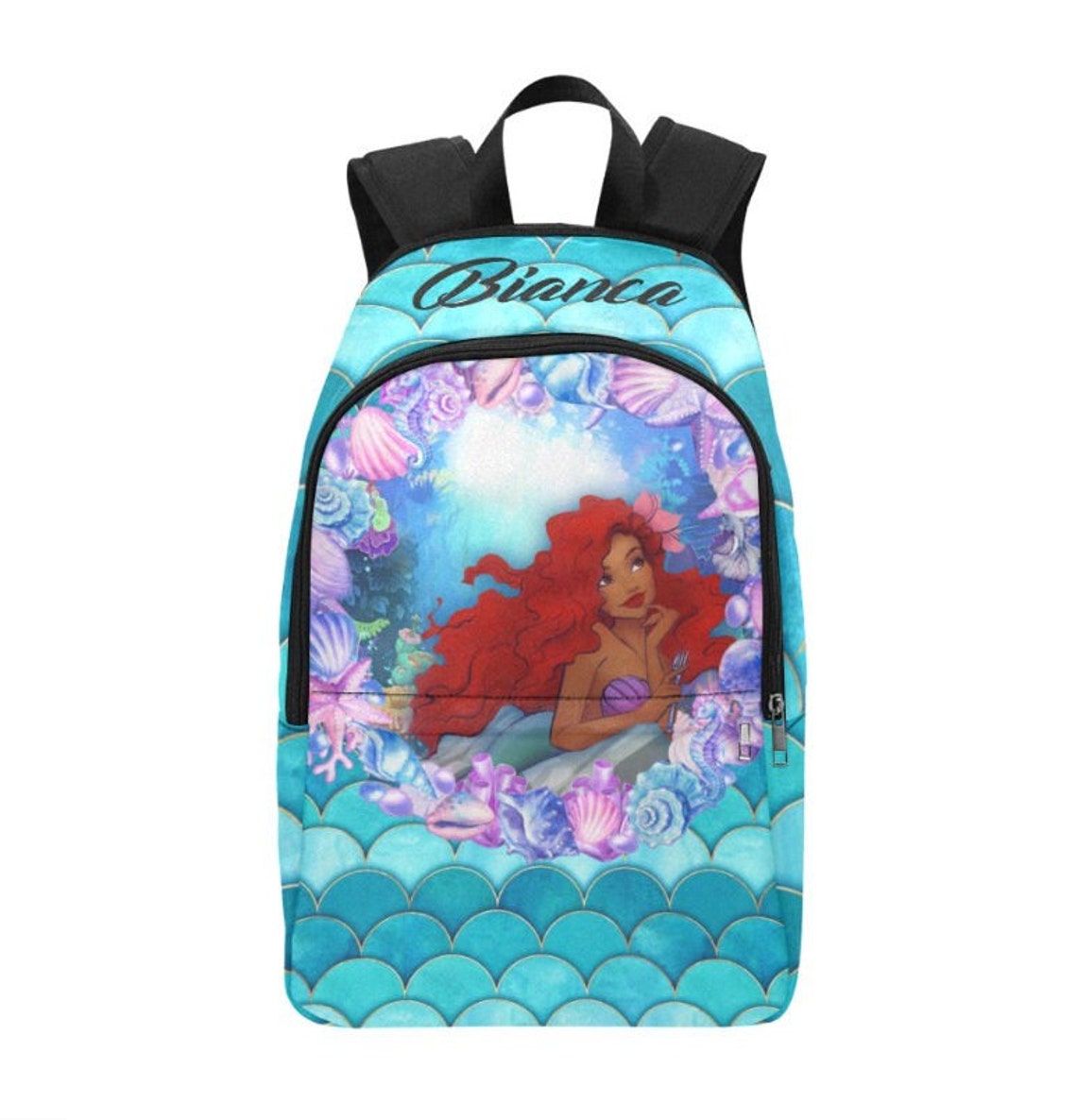 Personalized Mermaid Backpack With Front Pocket Black Mermaid - Etsy