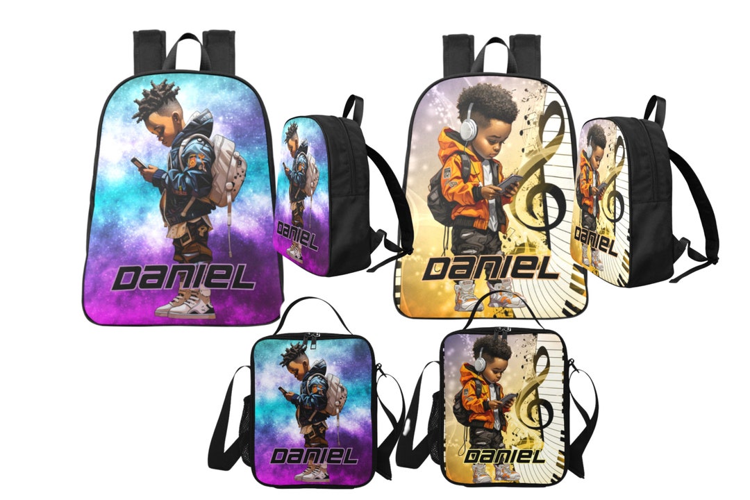 Personalized Boys Backpacks/boys School Bags/black Boys Lunch Bags ...