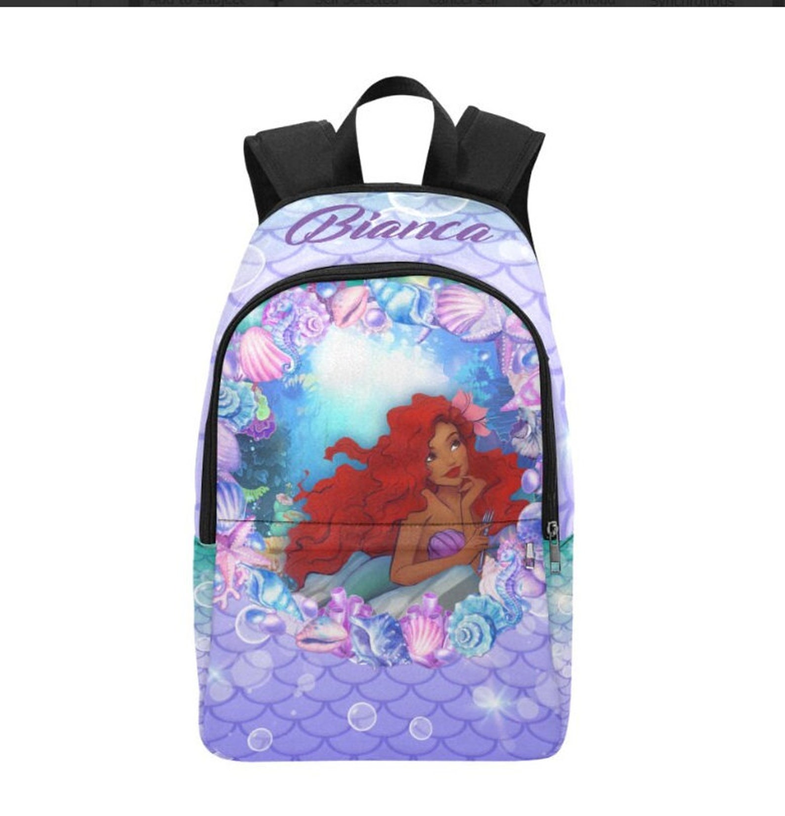 Personalized Mermaid Backpack With Front Pocket Black Mermaid - Etsy