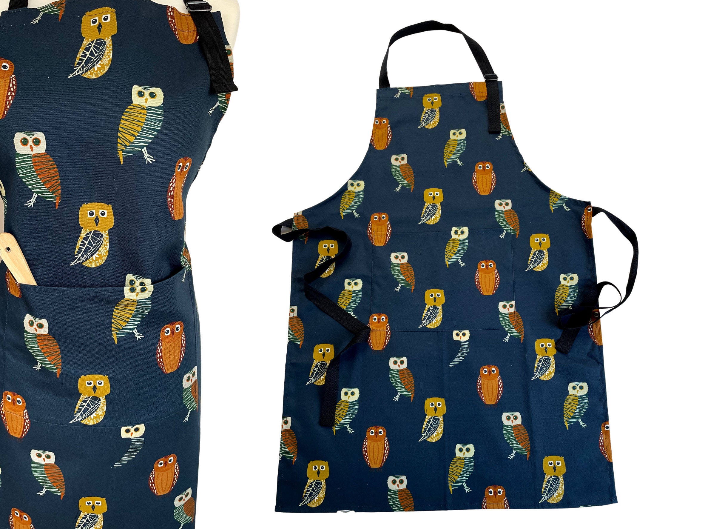 Owl Gift Set Owl Apron Set Owl Lover Gifts Navy Owls - Etsy