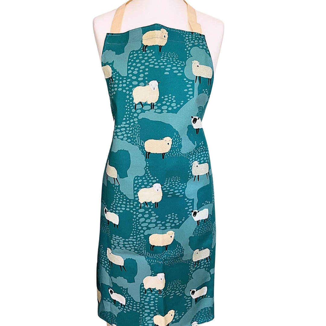Dartmoor Sheep Apron, Teal Blue Apron With Sheep Design, Country ...