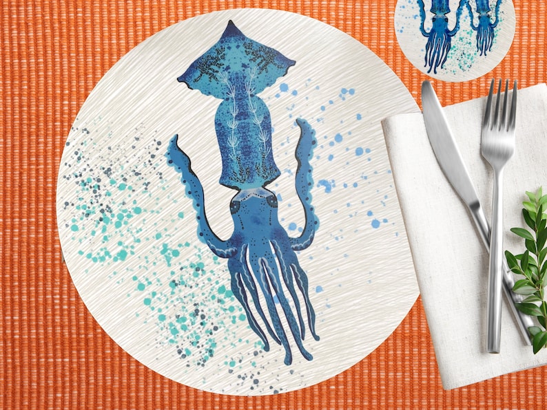 Coastal Table Mats, Beach Style Table Mats, Fish Place Settings, Round ...
