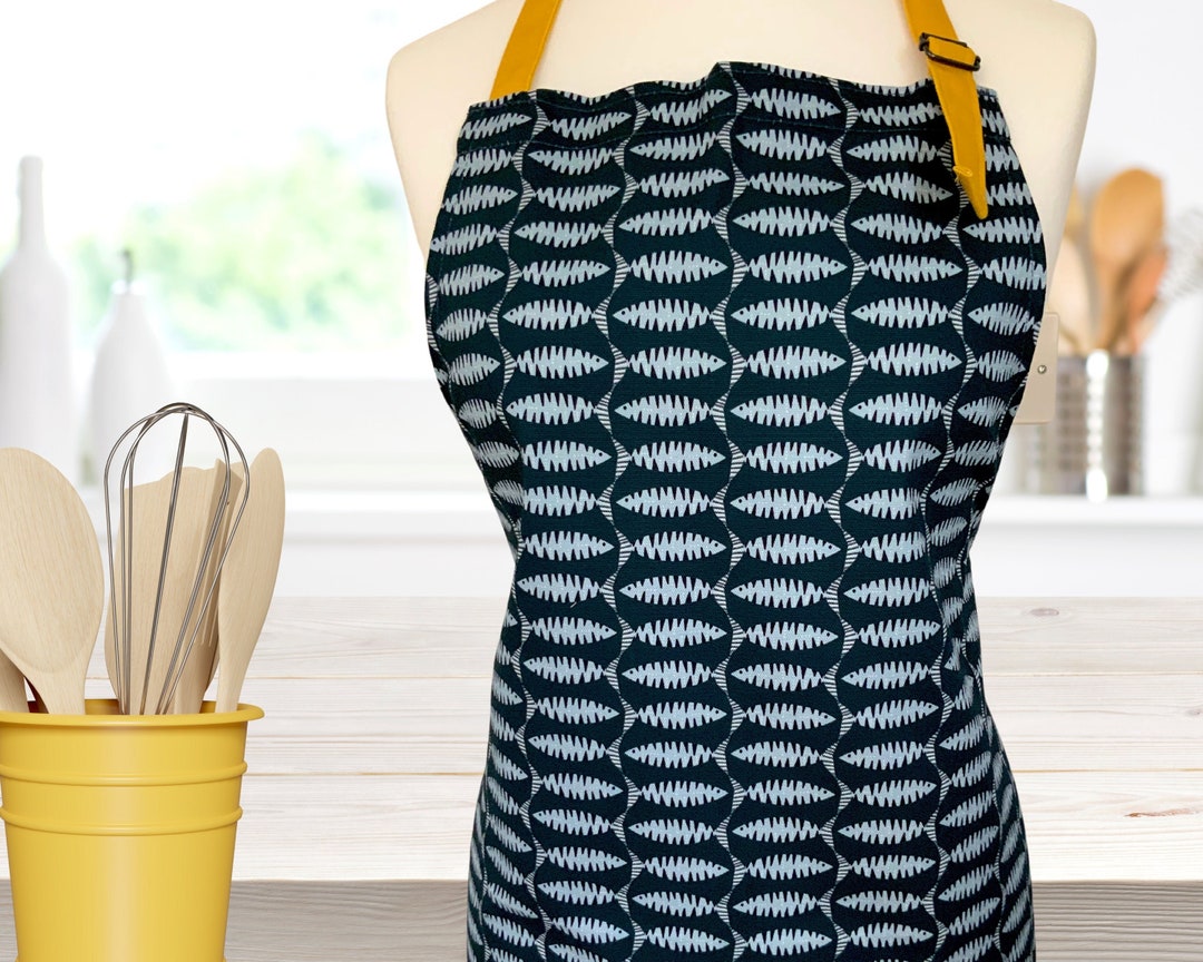 Mackerel Fish Design Apron, Coastal Kitchen Gift, Fish Lover Apron Gift ...