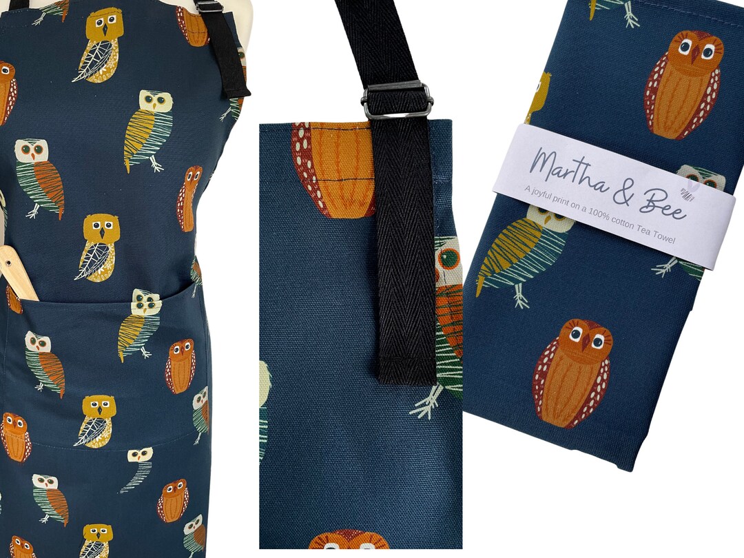 Owl Gift Set Owl Apron Set Owl Lover Gifts Navy Owls - Etsy