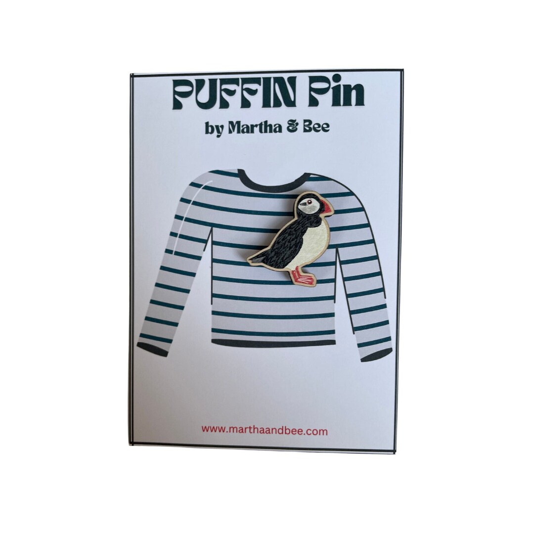 Puffin Pin Badge, Wooden Puffin Pin, Wood Puffin Brooch, Puffin ...