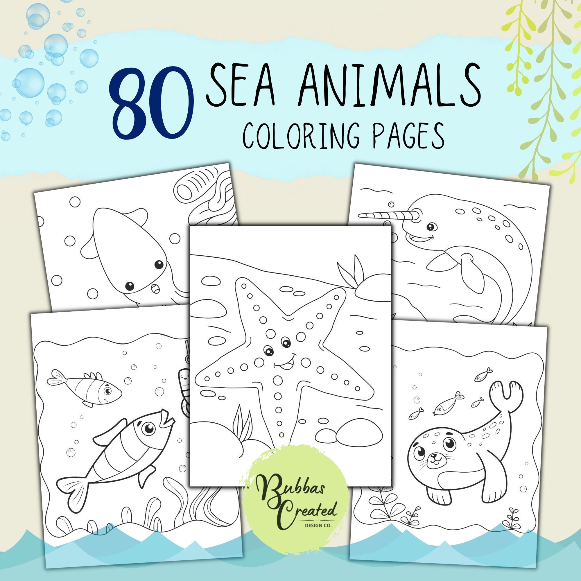 Cute Sea Animals Colouring Pages