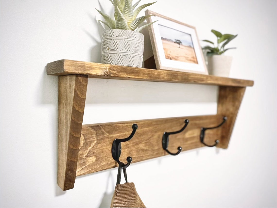 Rustic Wall Coat Rack Farmhouse Mounted Coat Rack With Shelf Entryway ...