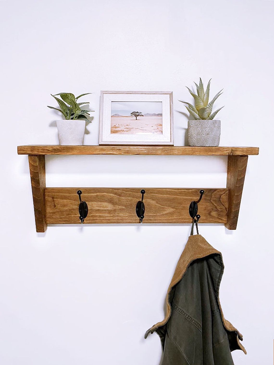 Rustic Wall Coat Rack Farmhouse Mounted Coat Rack With Shelf Entryway ...