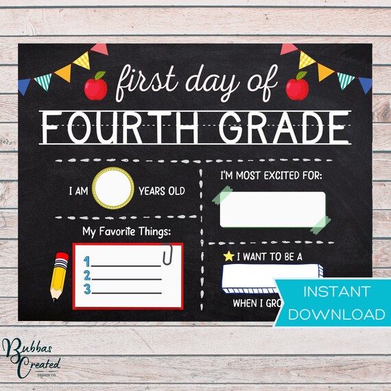 Fourth Grade Sign Classroom Sign Chalkboard Sign Printable - Etsy