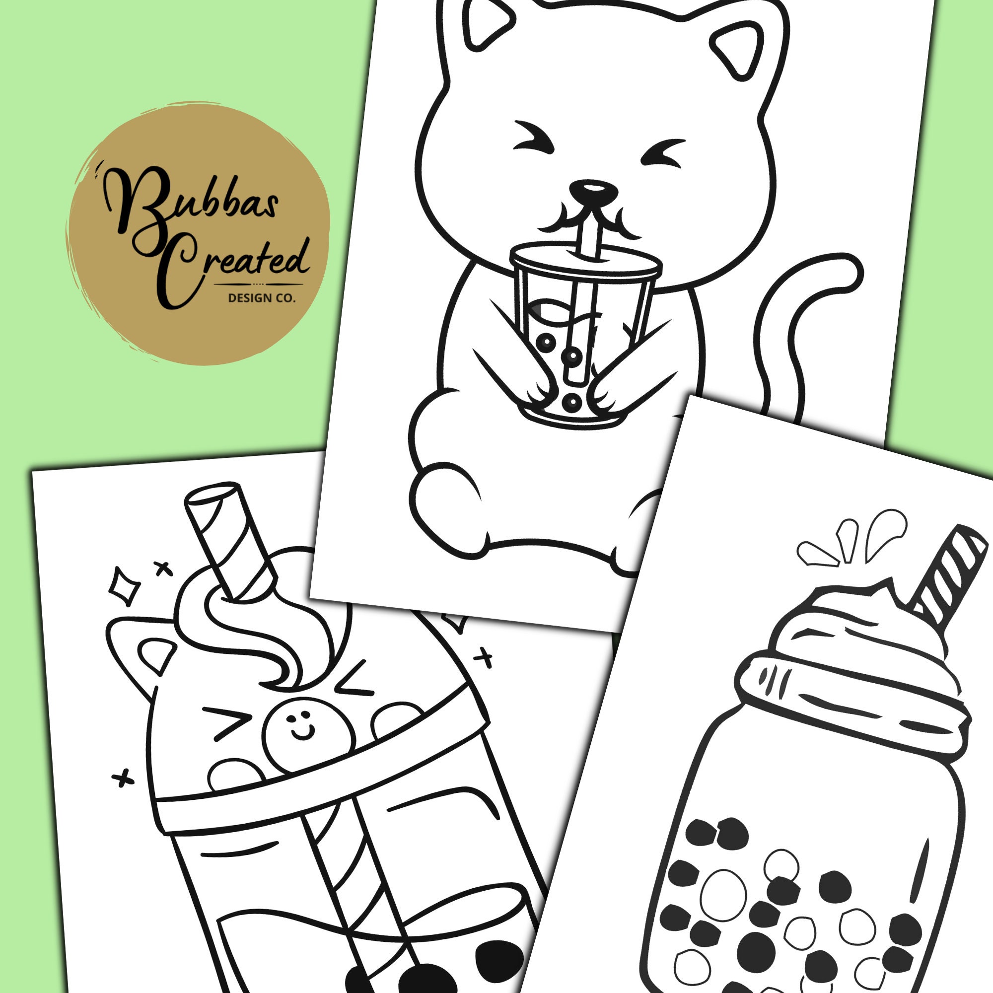 25 Bubble Tea Coloring Sheets Adult Coloring Book Printable - Etsy