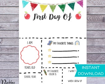 Back to School Sign, Printable First Day of School Poster, 1st Day of ...