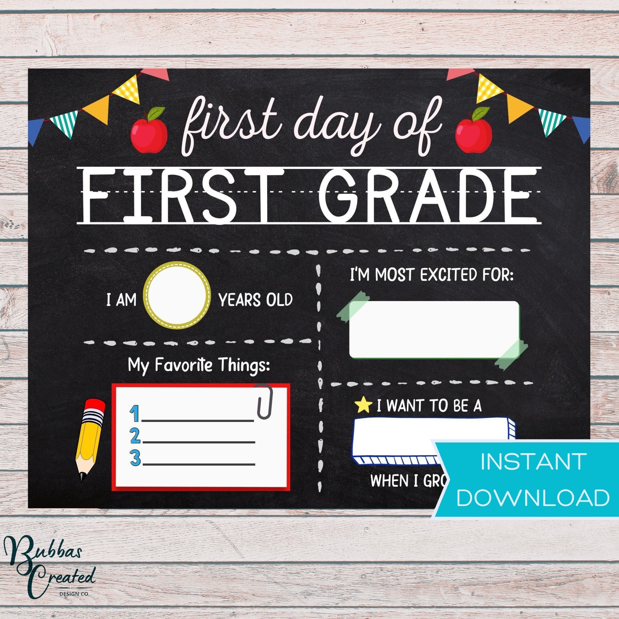 First Grade Sign, Classroom Sign, Chalkboard Sign, Printable First Day ...