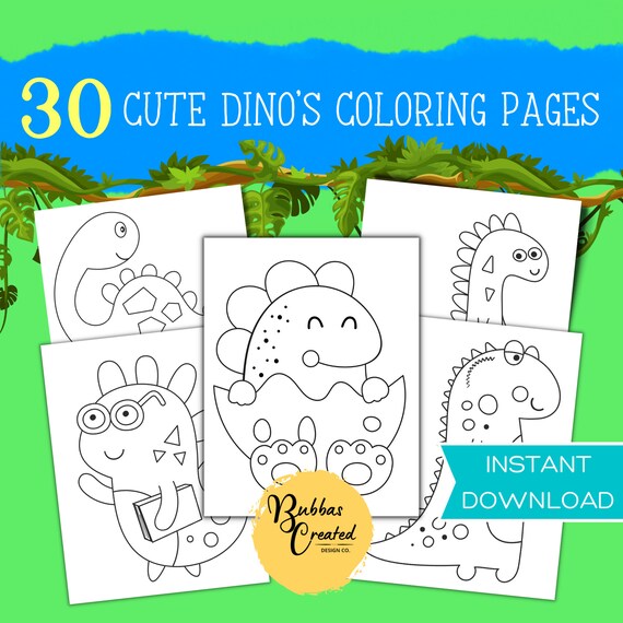 30 Dino Coloring Sheets Coloring Book Printable Coloring - Etsy