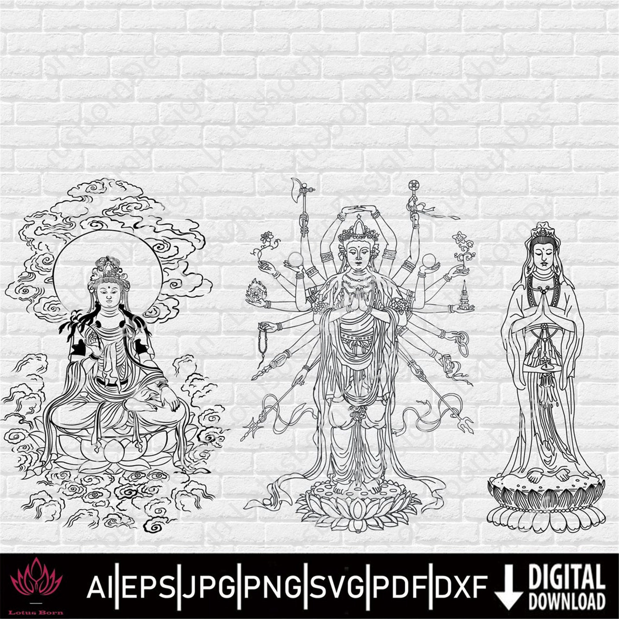 Tibetan Tantric Buddhism Portrait Sketch Padmapani,paper-cut Pattern ...