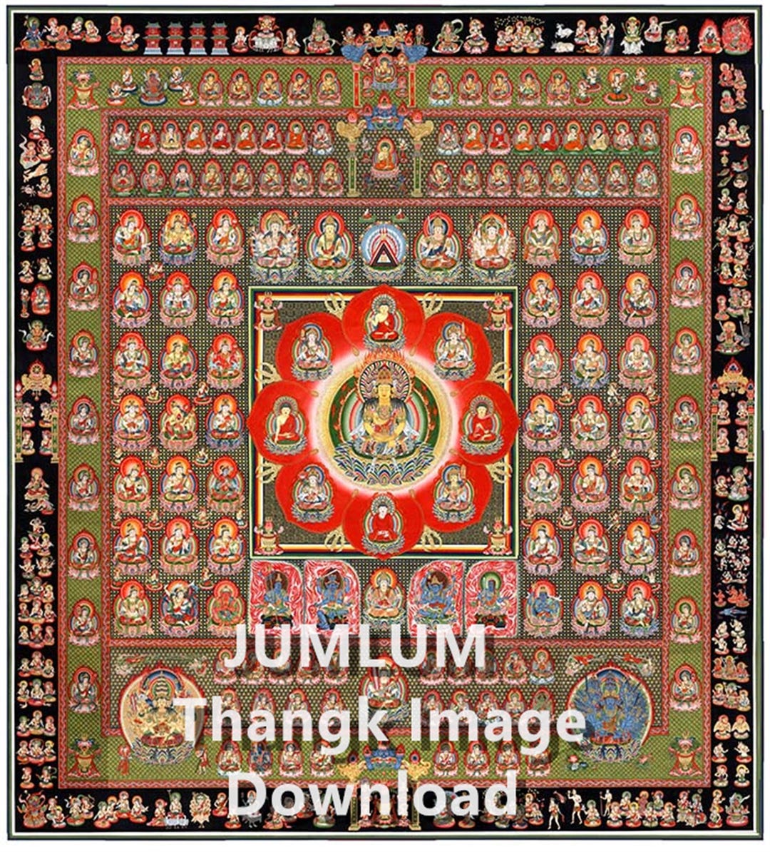 Garbhadhatu Mandala Thangka 17th C. Old Version - Classical Tibetan ...