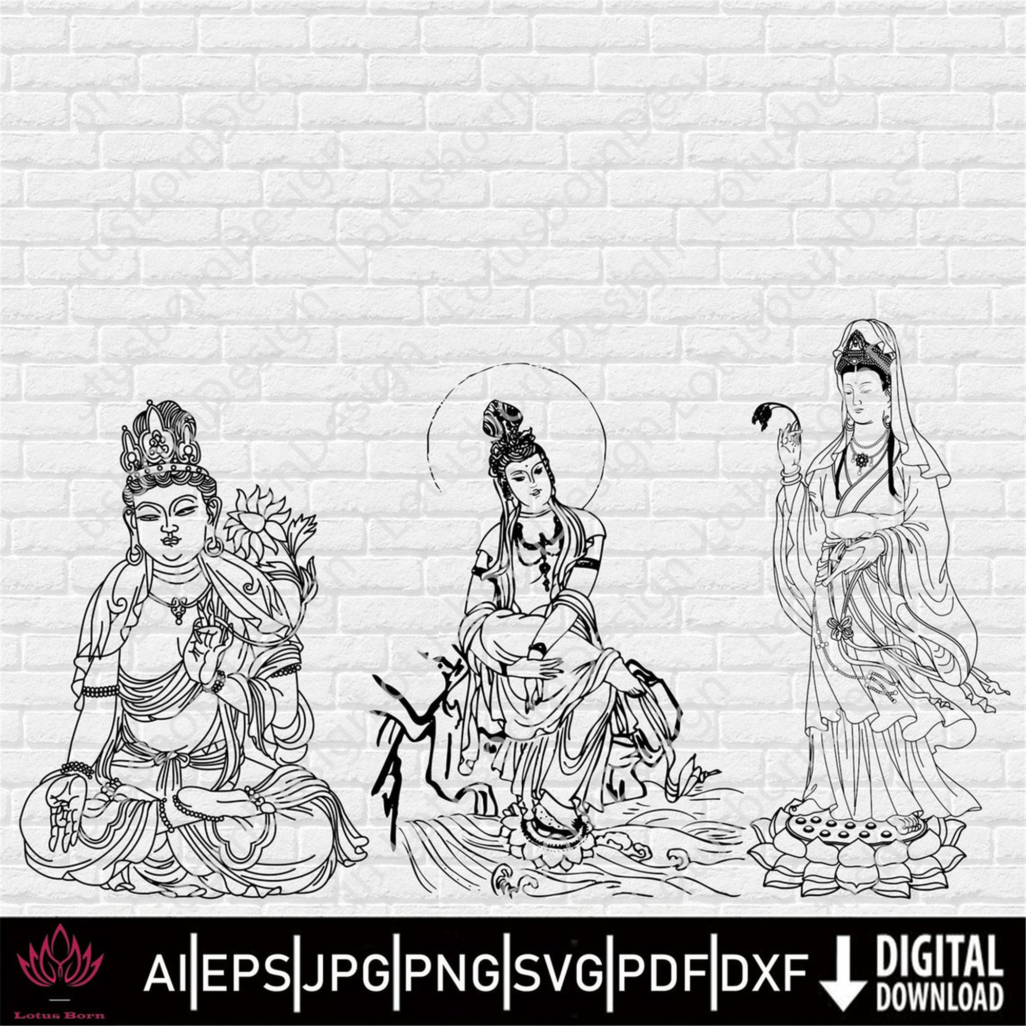 Tibetan Tantric Buddhism Portrait Sketch Padmapani,paper-cut Pattern ...