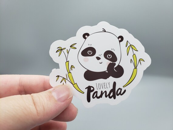 Stickers Waterproof Vinyl Sticker with easy peel border Panda Sticker ...