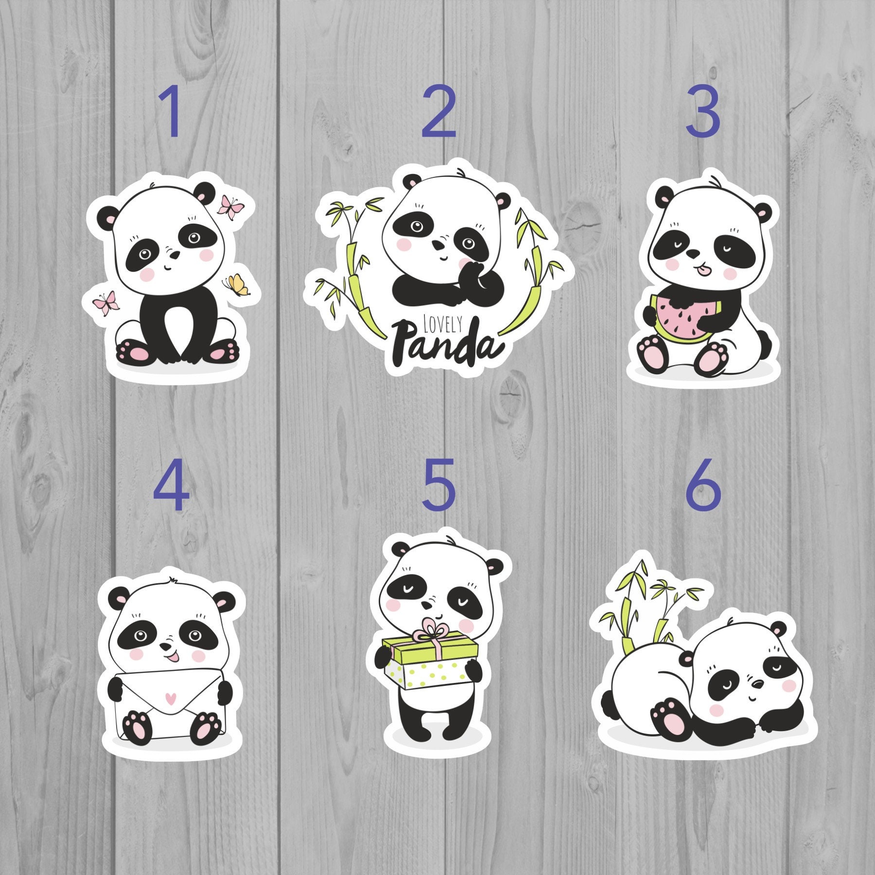 Stickers Waterproof Vinyl Sticker with easy peel border Panda Sticker ...