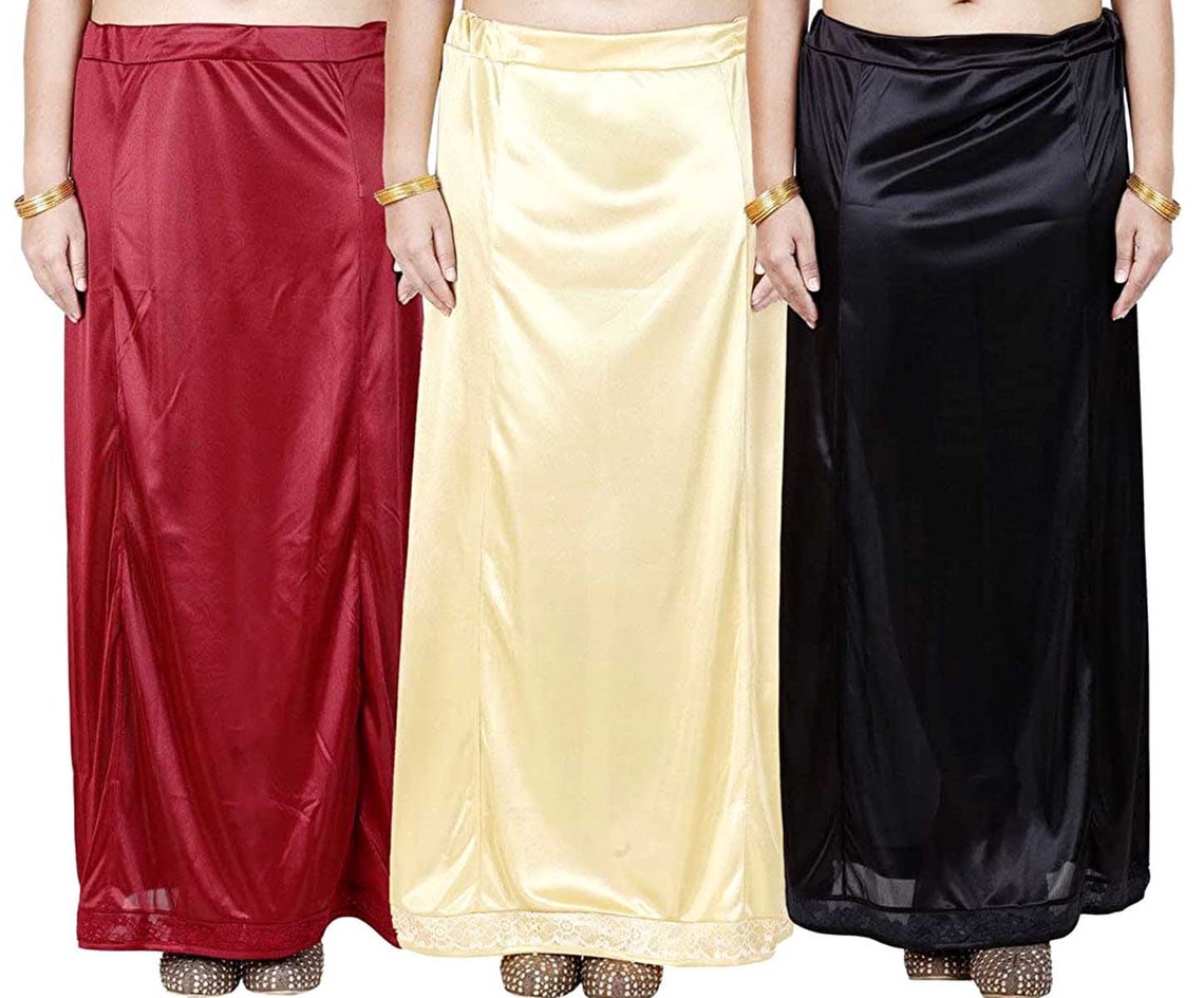Women's Satin Petticoat Pack of 3 Saree Satin Underskirt | Etsy