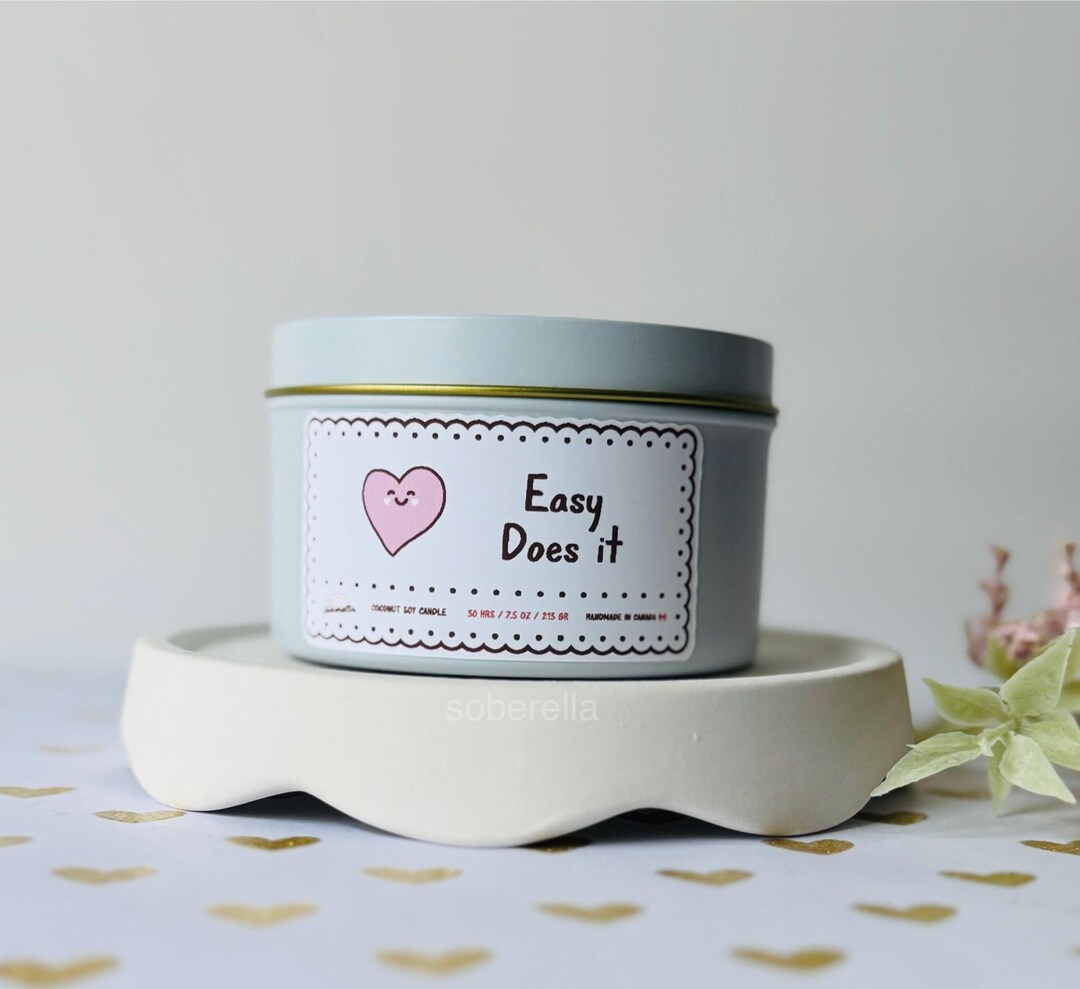 Sobriety Gift - Sober Candle - AA Sayings - Easy Does It - Soy Coconut ...