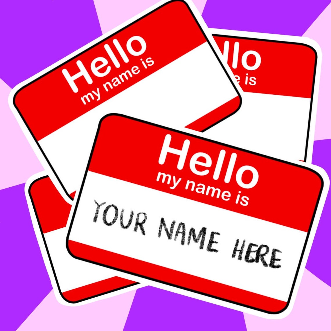Personalized hello My Name Is Sticker Name Card - Etsy