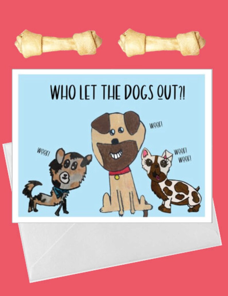Who Let the Dogs Out, Pup Card - Etsy