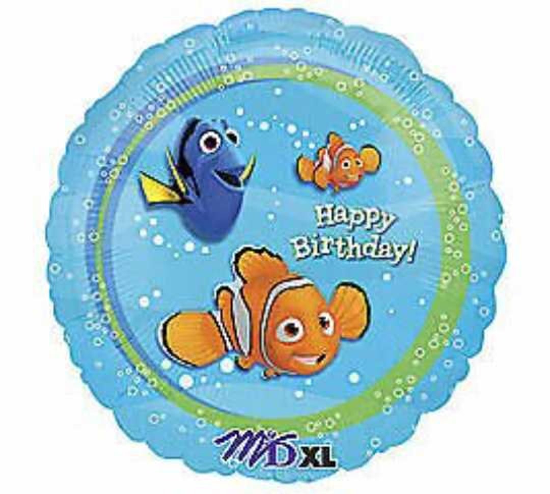 18" FINDING NEMO and DORY Happy Birthday Balloon - Party Supplies ...