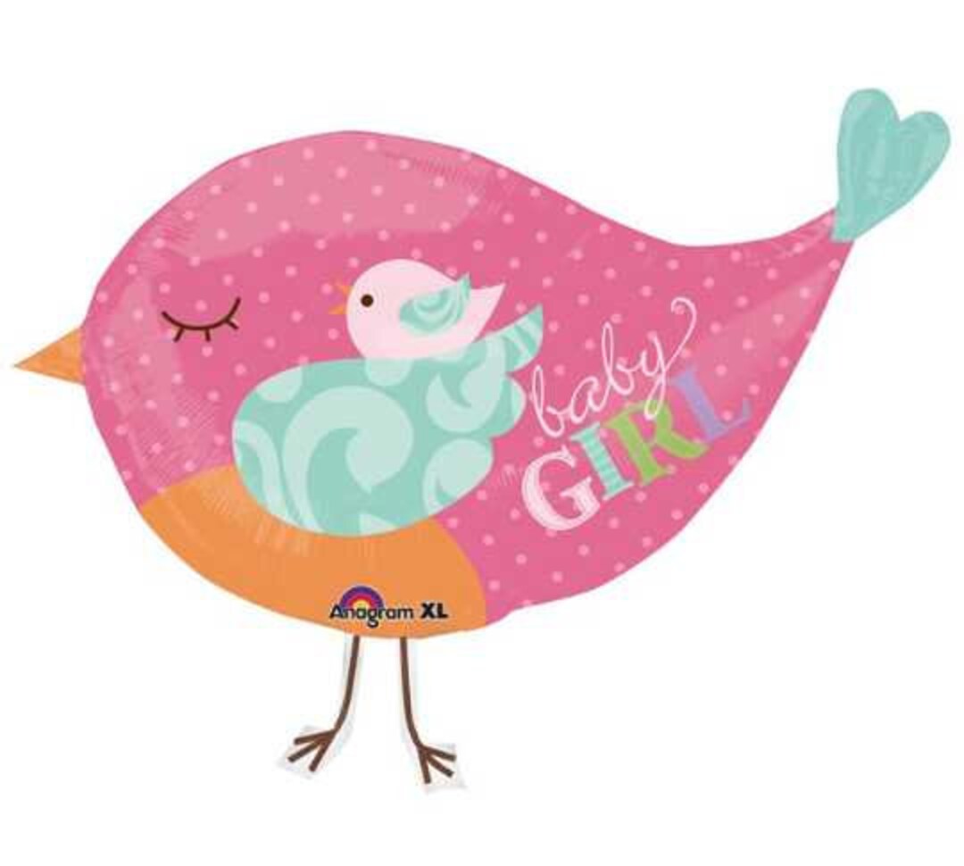 33" BABY GIRL BIRD Balloon - Large Shape Foil Mylar Balloon - Party ...