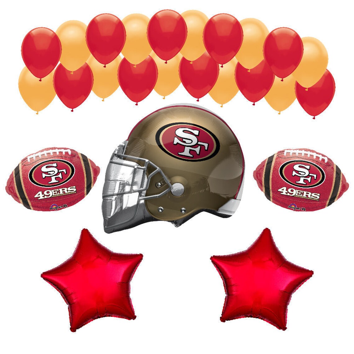 49ERS MEGA FOOTBALL Party Balloon Kit Party Supplies Decorations 25pc ...