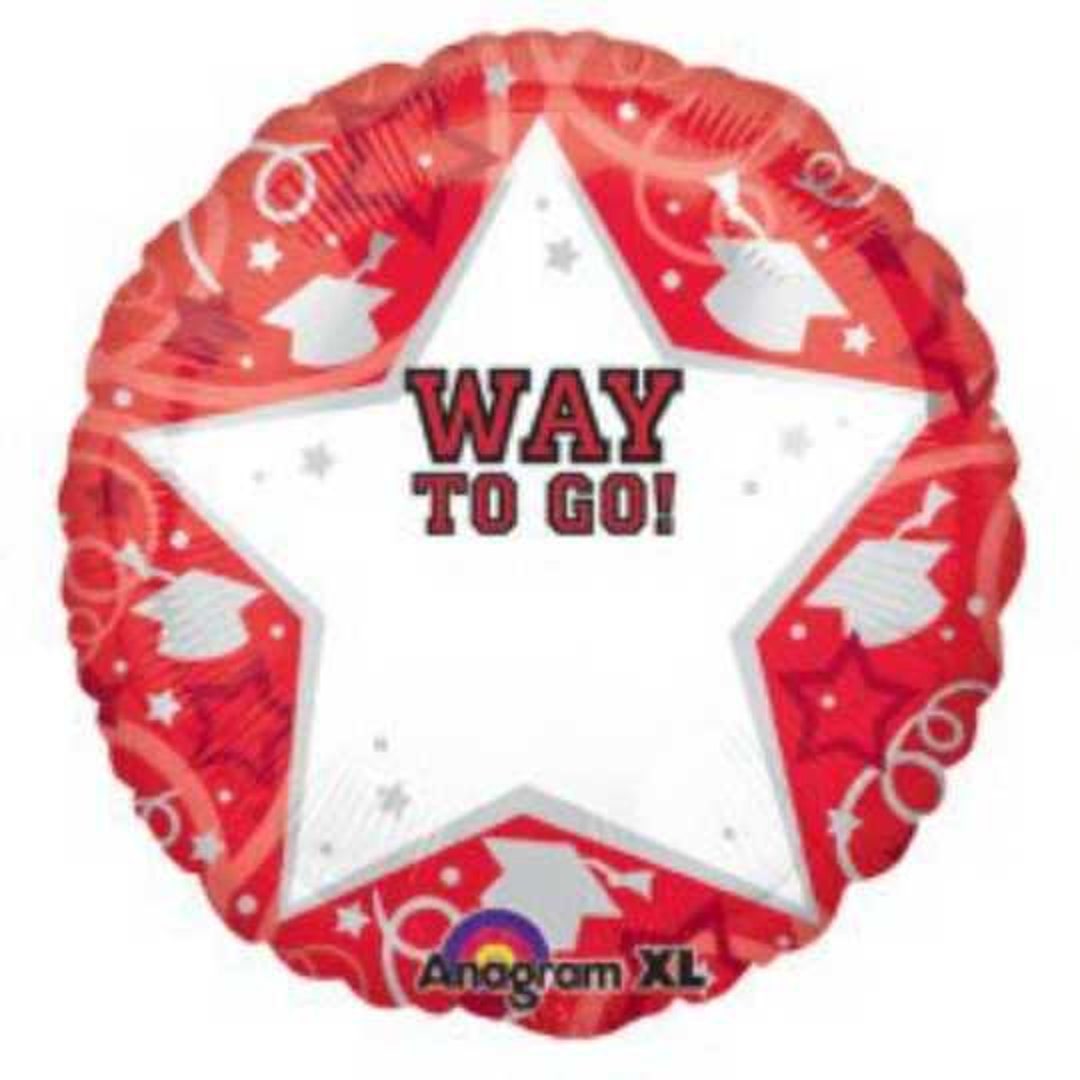 22" WAY TO GO - Red Balloon - Party Supplies Decorations Foil Mylar ...