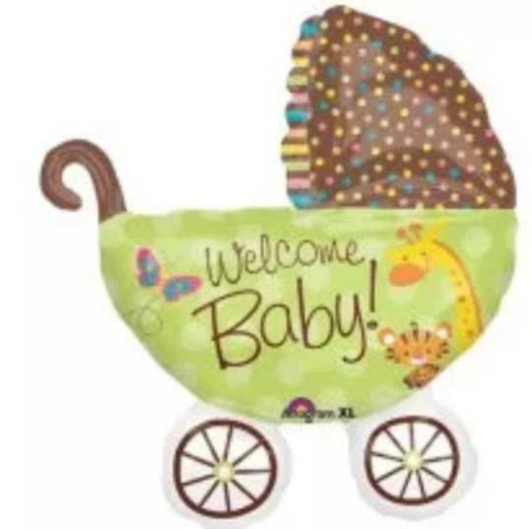 31" WELCOME BABY STROLLER Balloon - Large Shape Foil Mylar Balloon ...