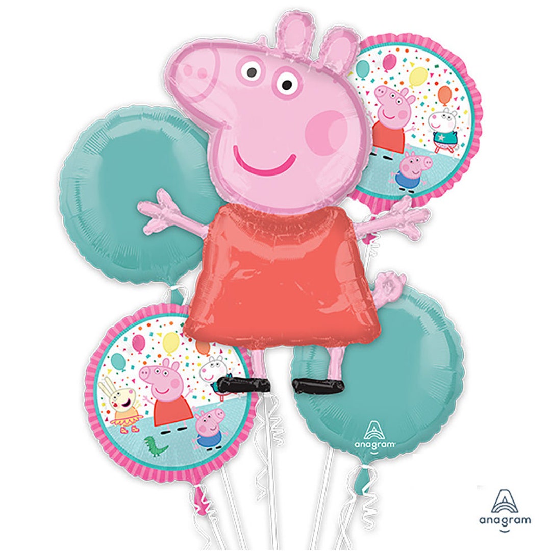 Peppa Pig Party Anagram Balloon Bouquet Kit (5 Piece) - Party Supplies Decorations - Etsy