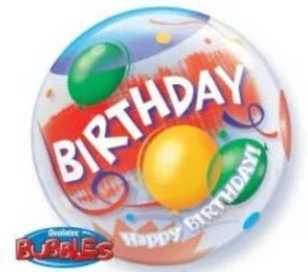 22 Inch HAPPY BIRTHDAY BUBBLE Balloon - Long Lasting Bubble Round ...