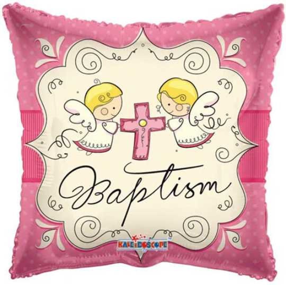 18" PINK ANGELS BAPTISM Balloon - Party Supplies Decorations Foil Mylar ...