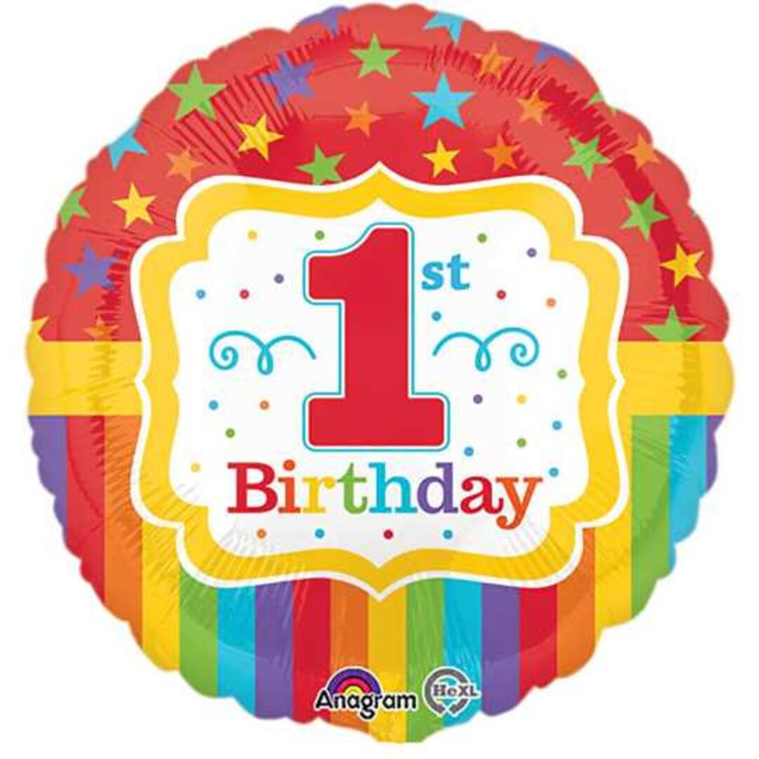 18" Mylar Foil 1st First Birthday Balloon - Party Supplies Decorations ...