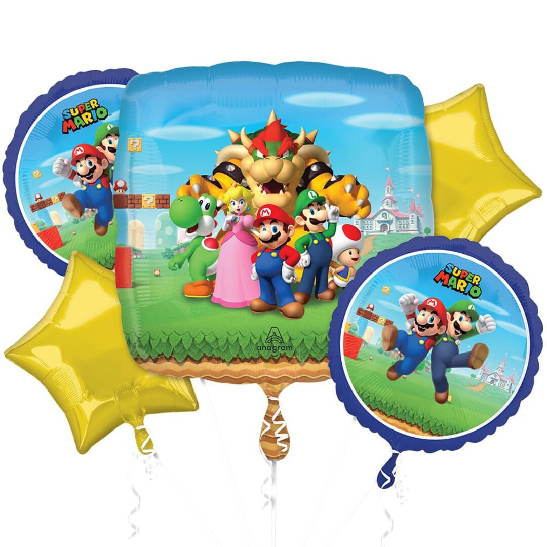 Super Mario Anagram Balloon Bouquet Kit 5 Piece Party Supplies Decorations - Etsy