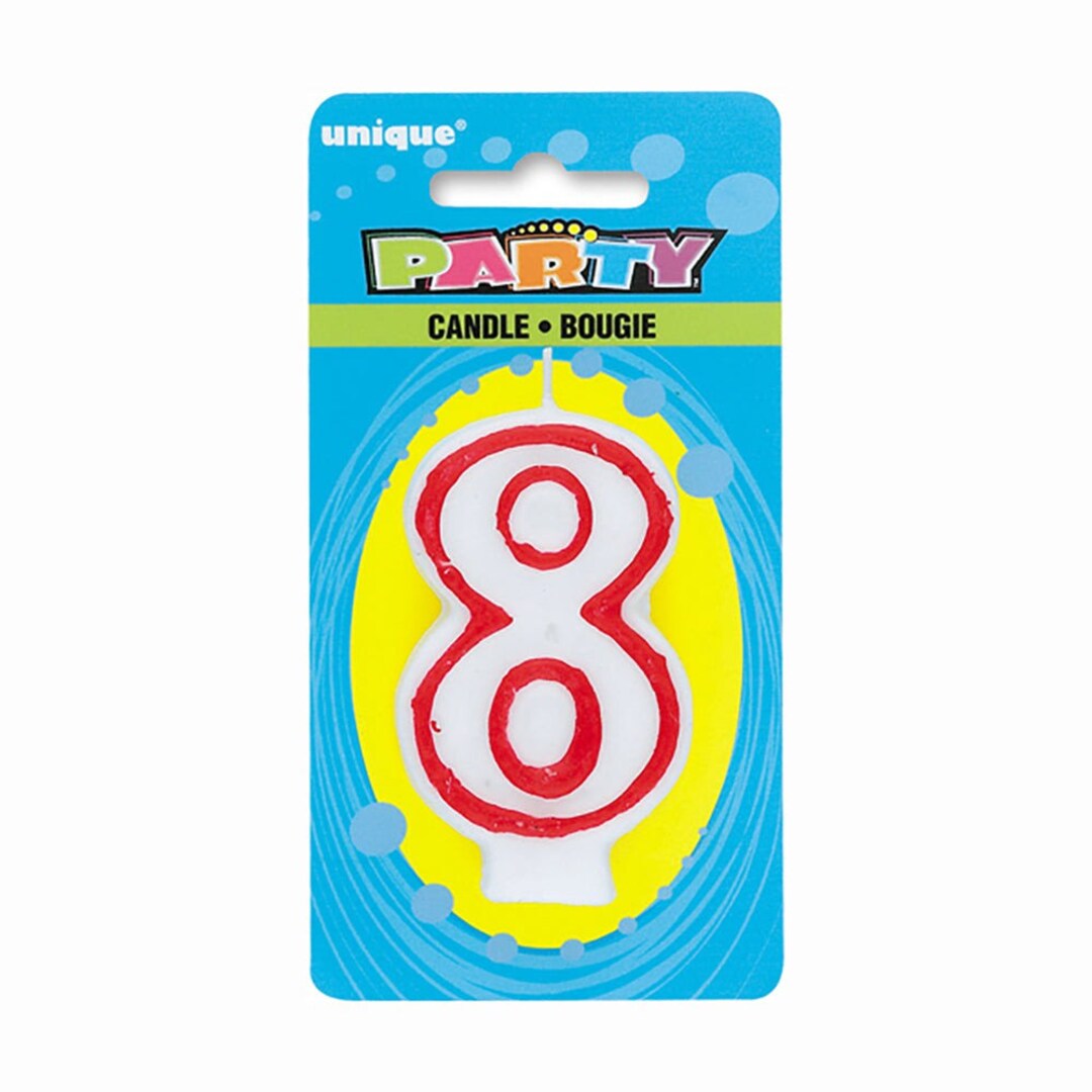 Number 8 Deluxe Shape Birthday Candle - Party Supplies Decorations - Etsy