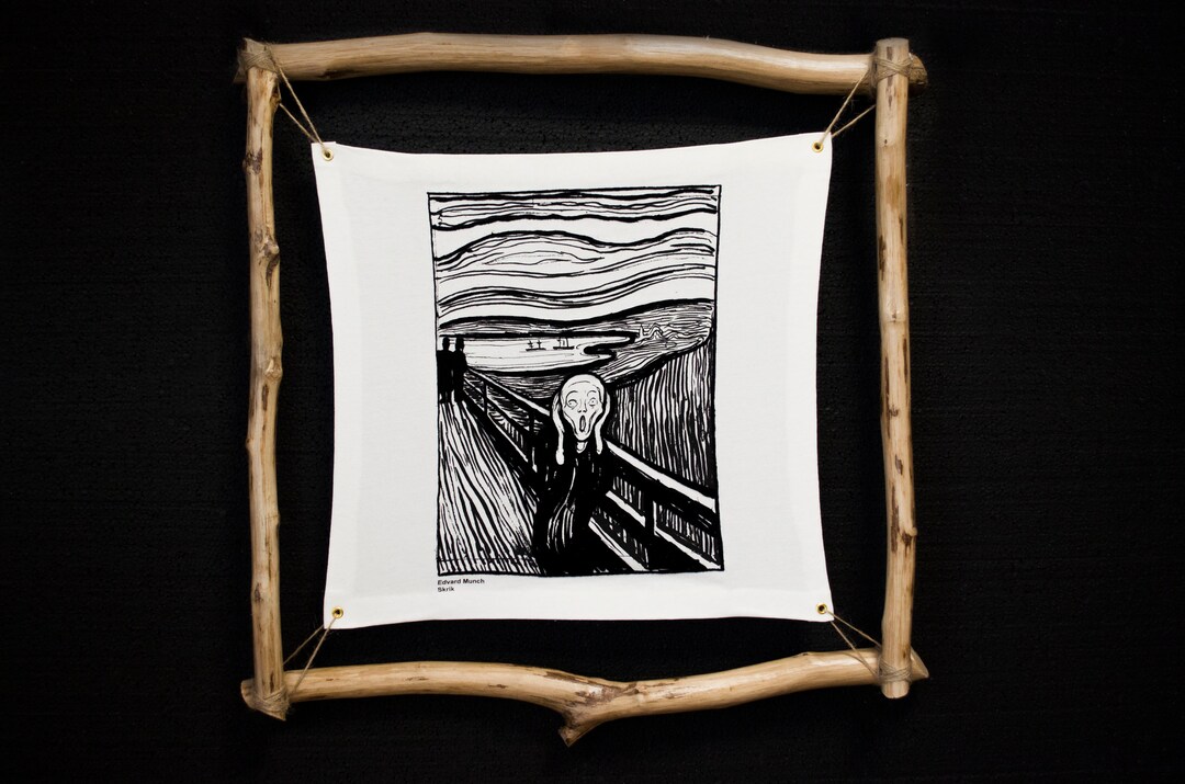 Wall Art the Scream Made of Fabric and Wood Vintage - Etsy