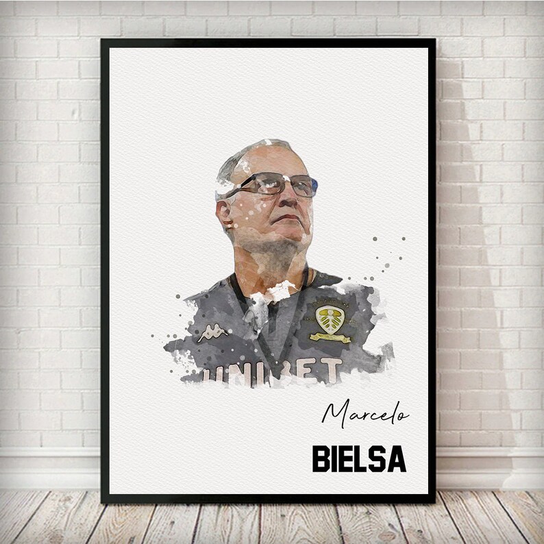Marcelo Bielsa Leeds United Champions Watercolour Style Print - Etsy ...