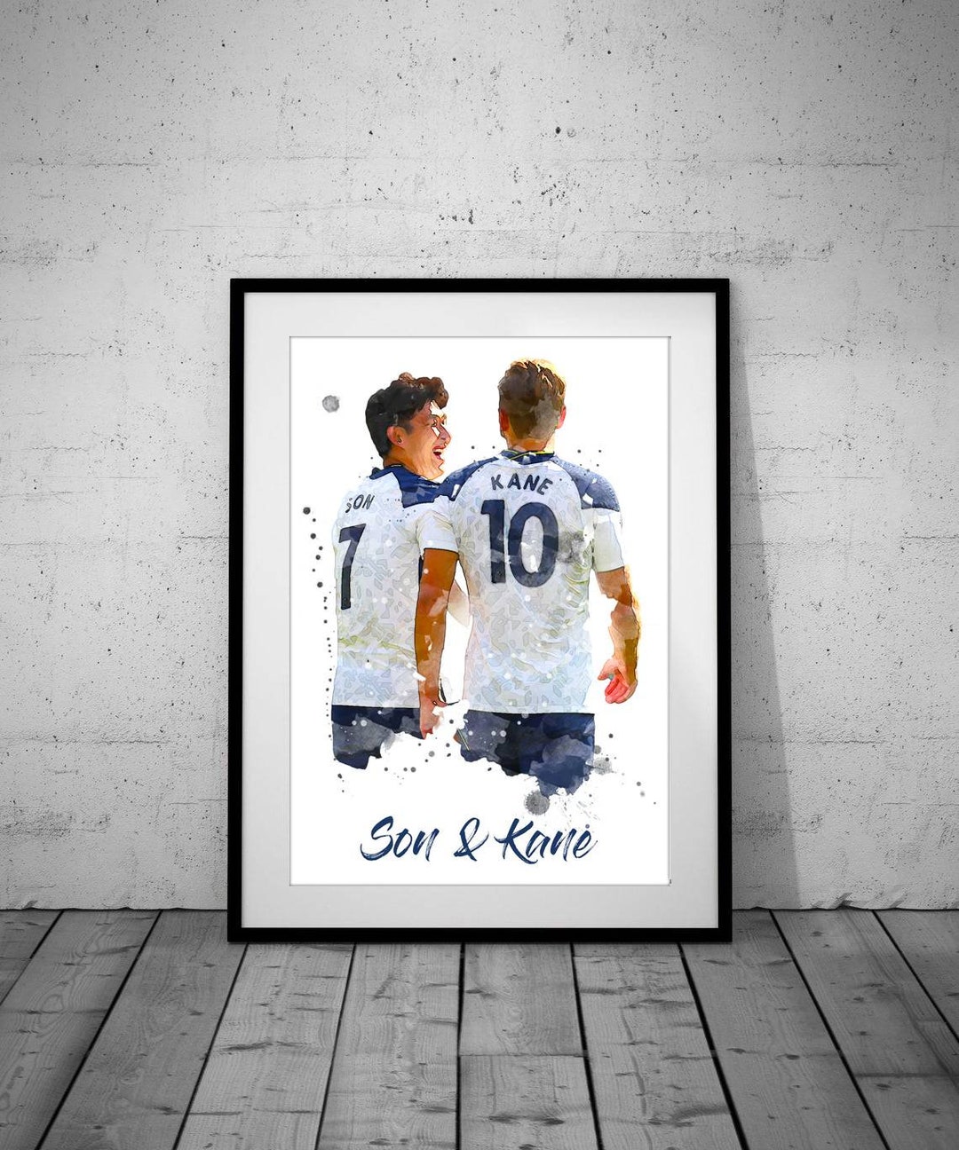 Harry Kane & Heung Min Son Tottenham Hotspur Watercolour Style Football ...