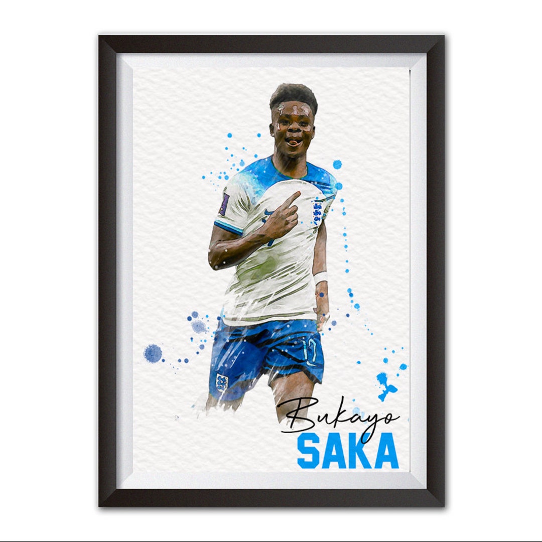 Bukayo Saka England Watercolour Style Football Print A4 Print Boys ...